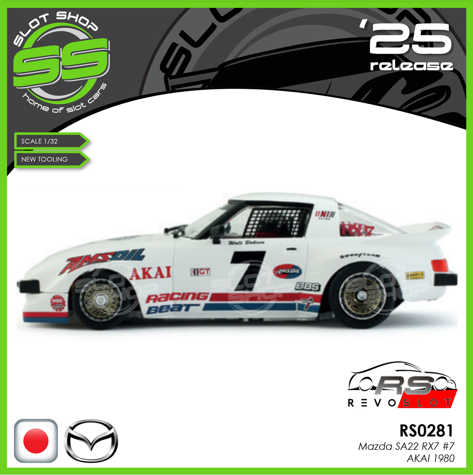 Revo Slot RS0281 Mazda RX-7 SA22 #7 - AKAI '80