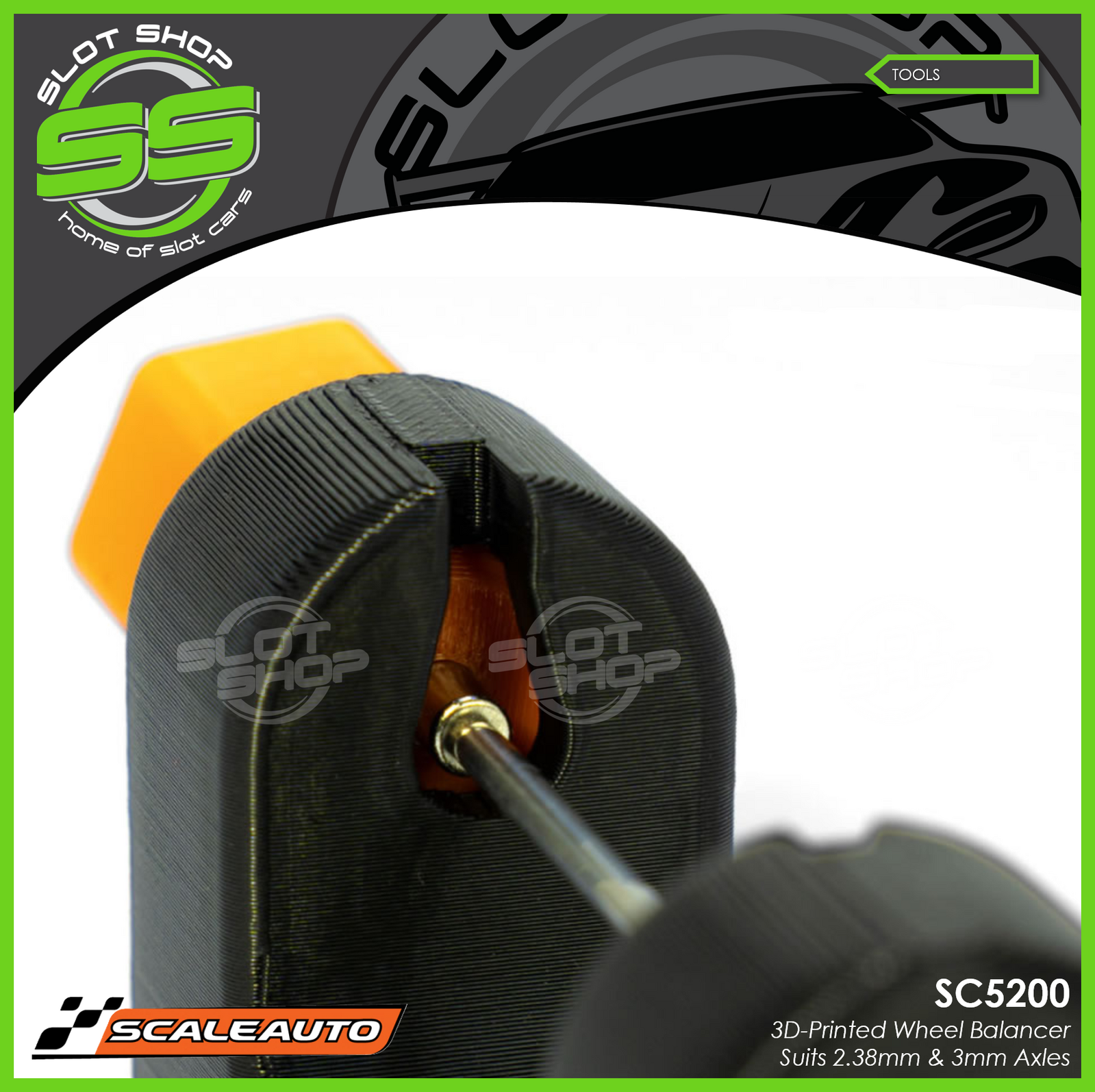 Scaleauto SC5200 3D-Printed Wheel Balancer Suits 2.38mm & 3mm Axles